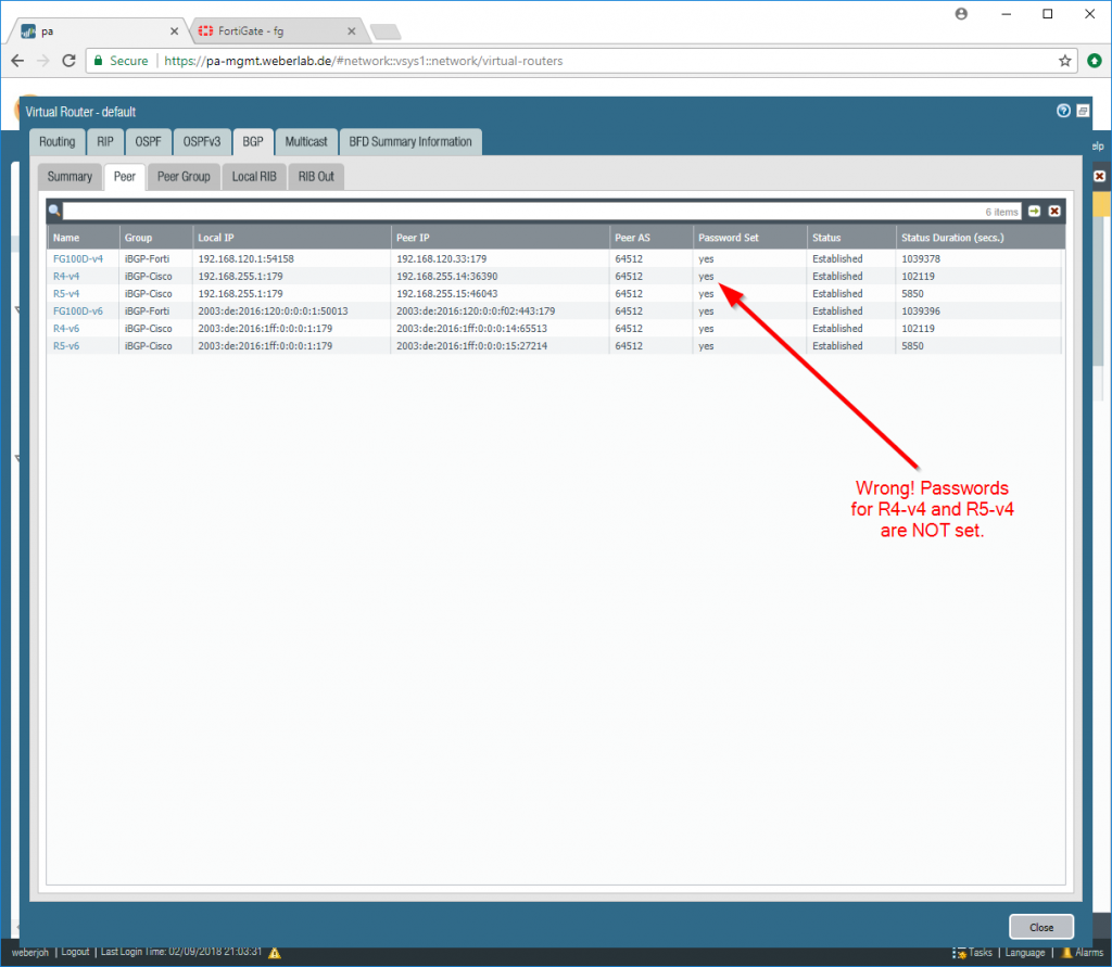 Basic MP-BGP Lab Palo 16 More Runtime Stats BGP Peer | Weberblog.net Basic MP-BGP Lab Palo 16 More Runtime Stats BGP Peer | Weberblog.net